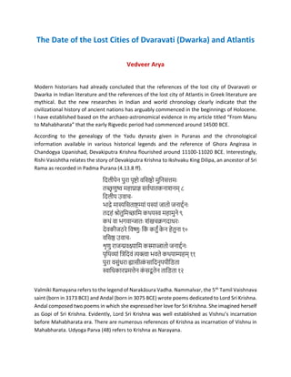 The Date of the Lost Cities of Dvaravati (Dwarka) and Atlantis.pdf