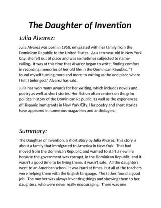 The Daughter of Invention by Julia Alvarez | DOCX