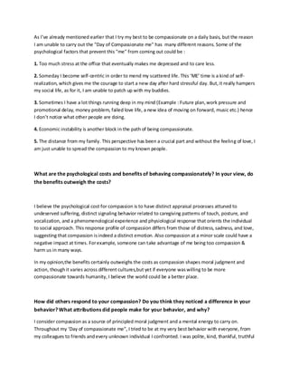 The Day of Compassion Assignment | PDF