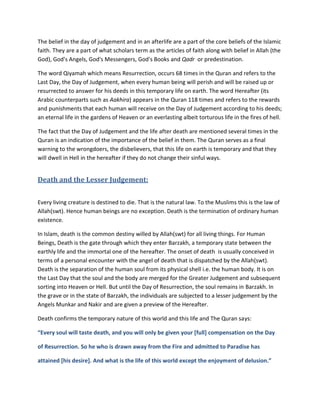 The day of judgement and the life in the hereafter | PDF