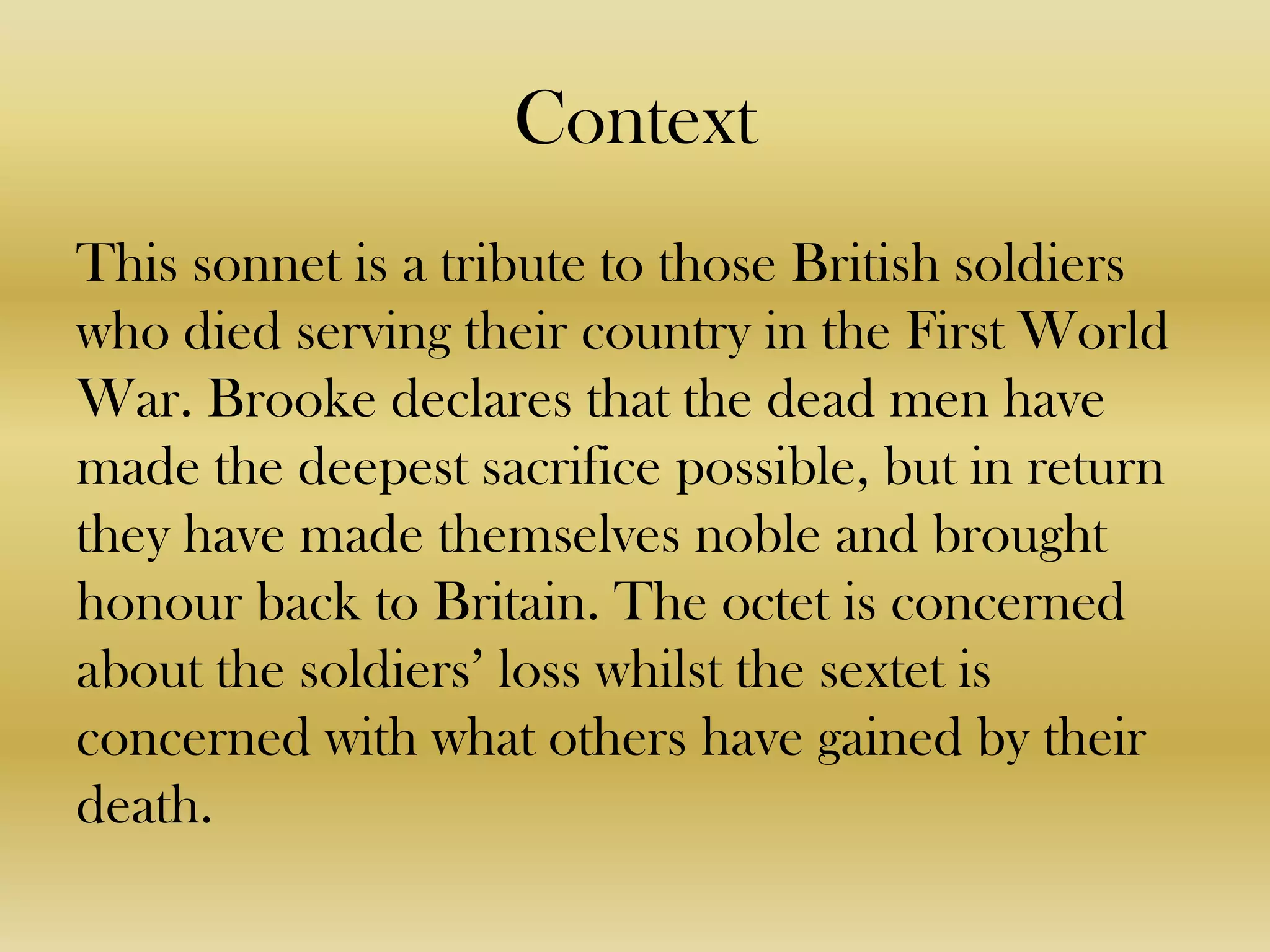 'The Dead' by Rupert Brooke | PPTX