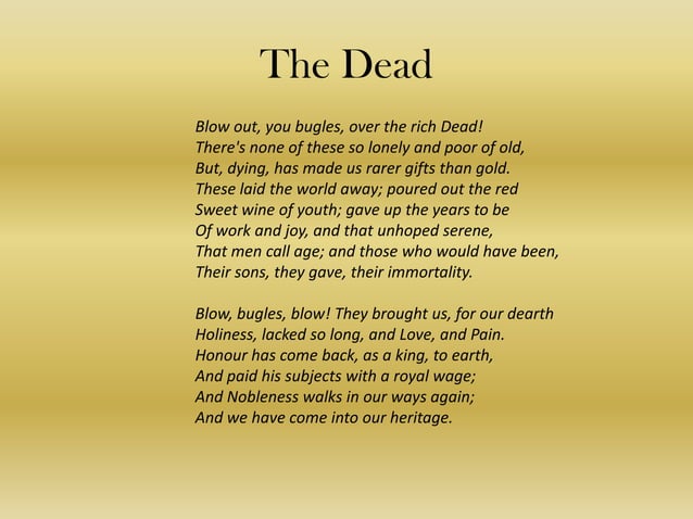 'The Dead' by Rupert Brooke | PPTX | Poetry | Books and Literature