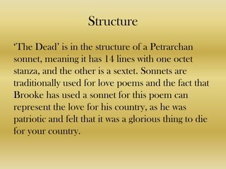 'The Dead' by Rupert Brooke | PPTX
