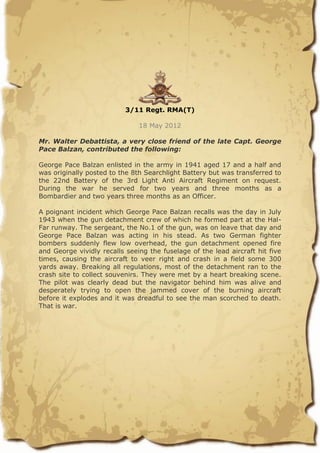The death & demise of a regiment by George Pace Balzan | PDF