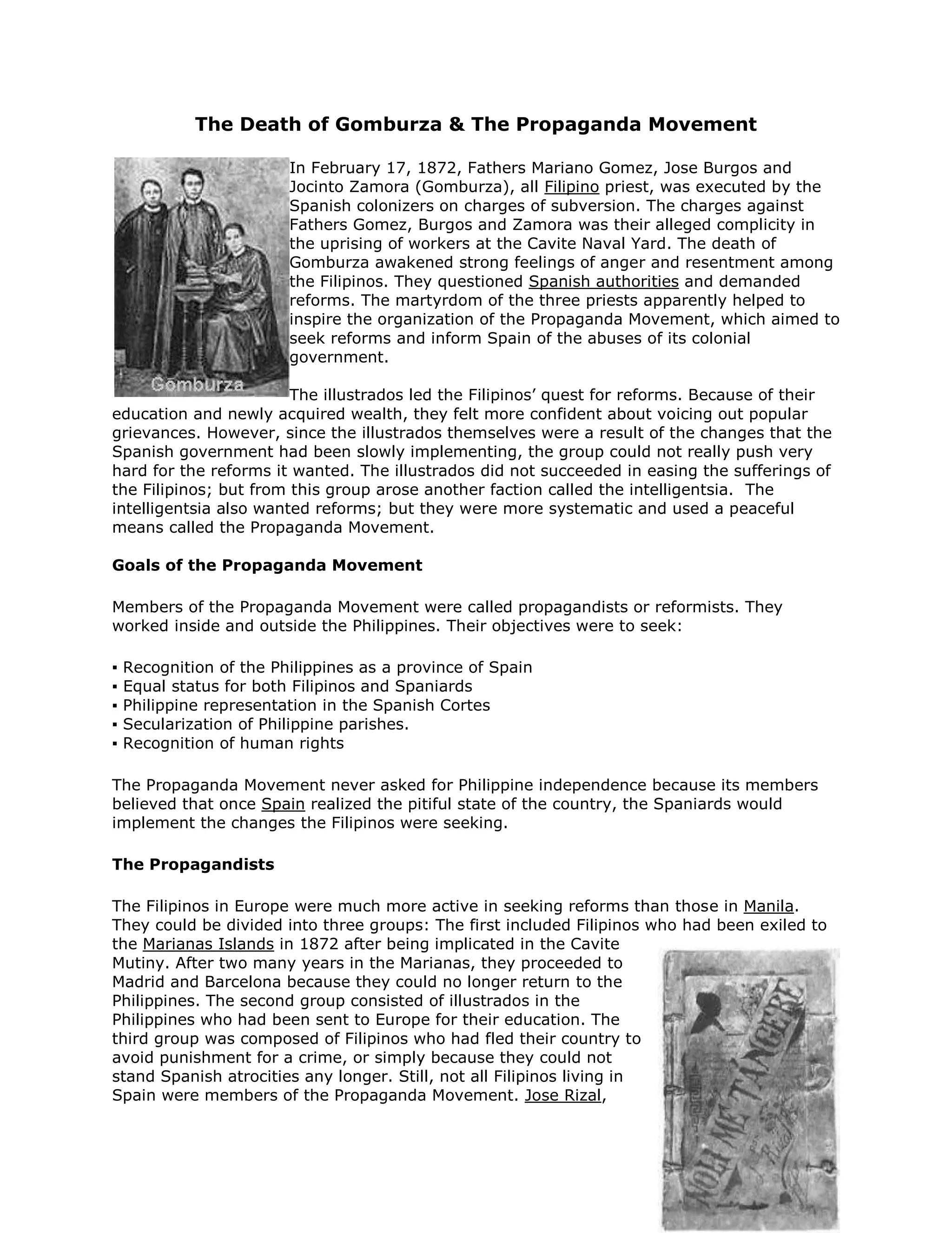 The death of gomburza | DOCX