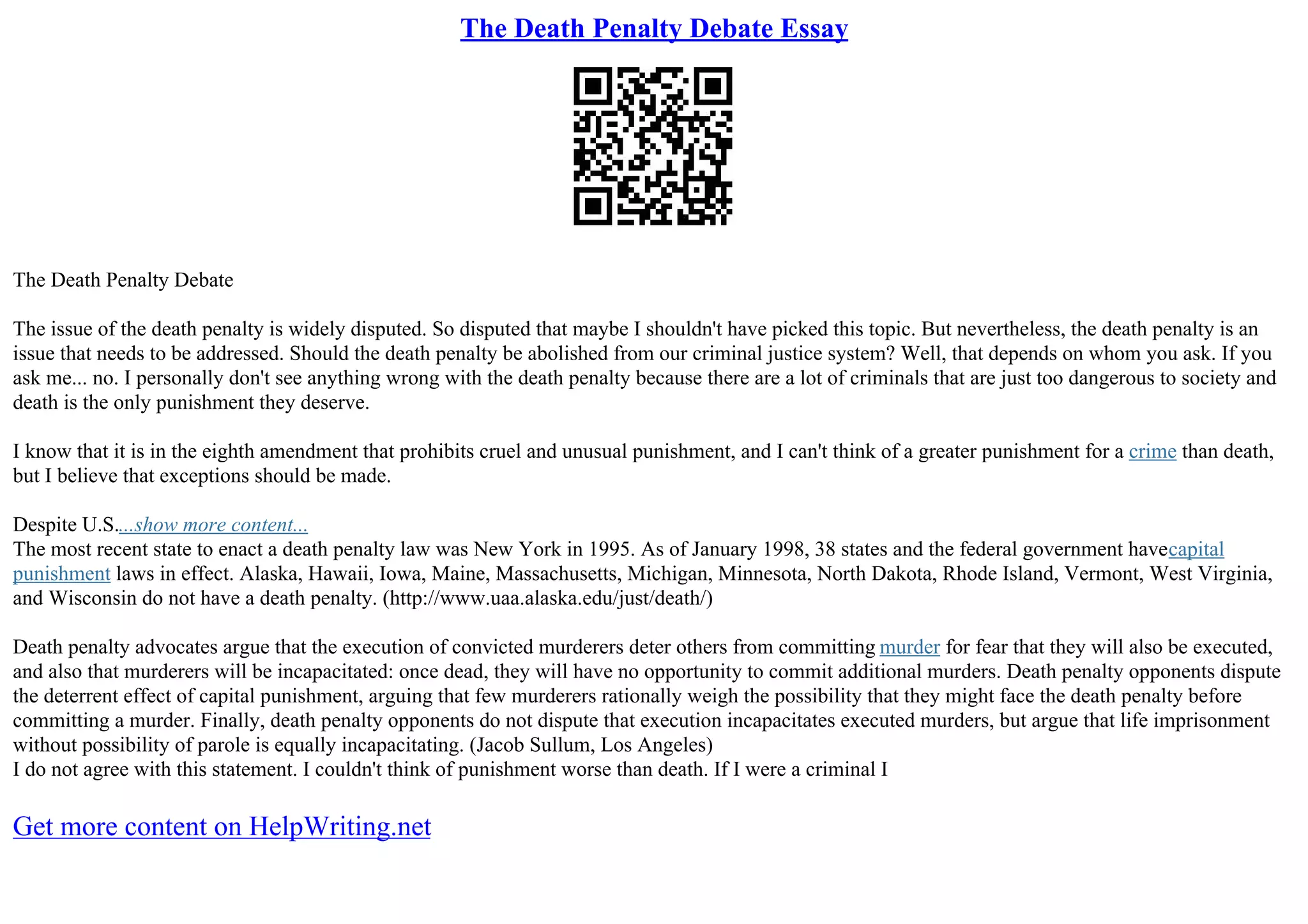 The Death Penalty Debate Essay | PPT