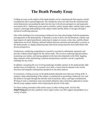 The Death Penalty Essay. Carteret Community College | PDF