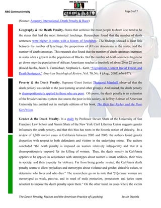 The Death Penalty, Racism and the American Practice of Lynching, Jessie ...