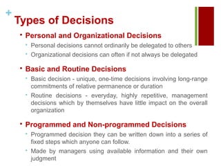 Personal Decision Making Models