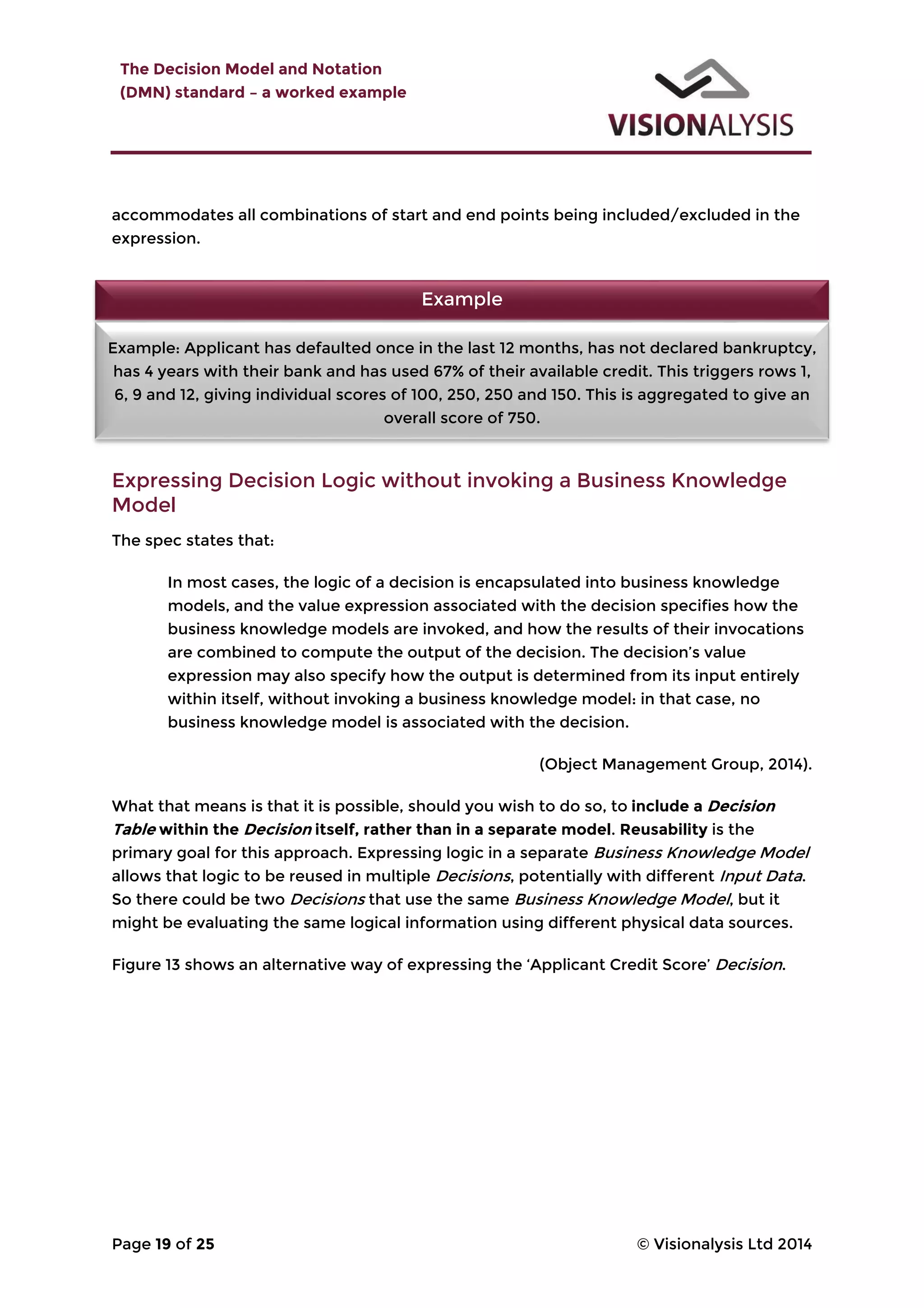 Decision model and notation (DMN standard explained. A worked example ...