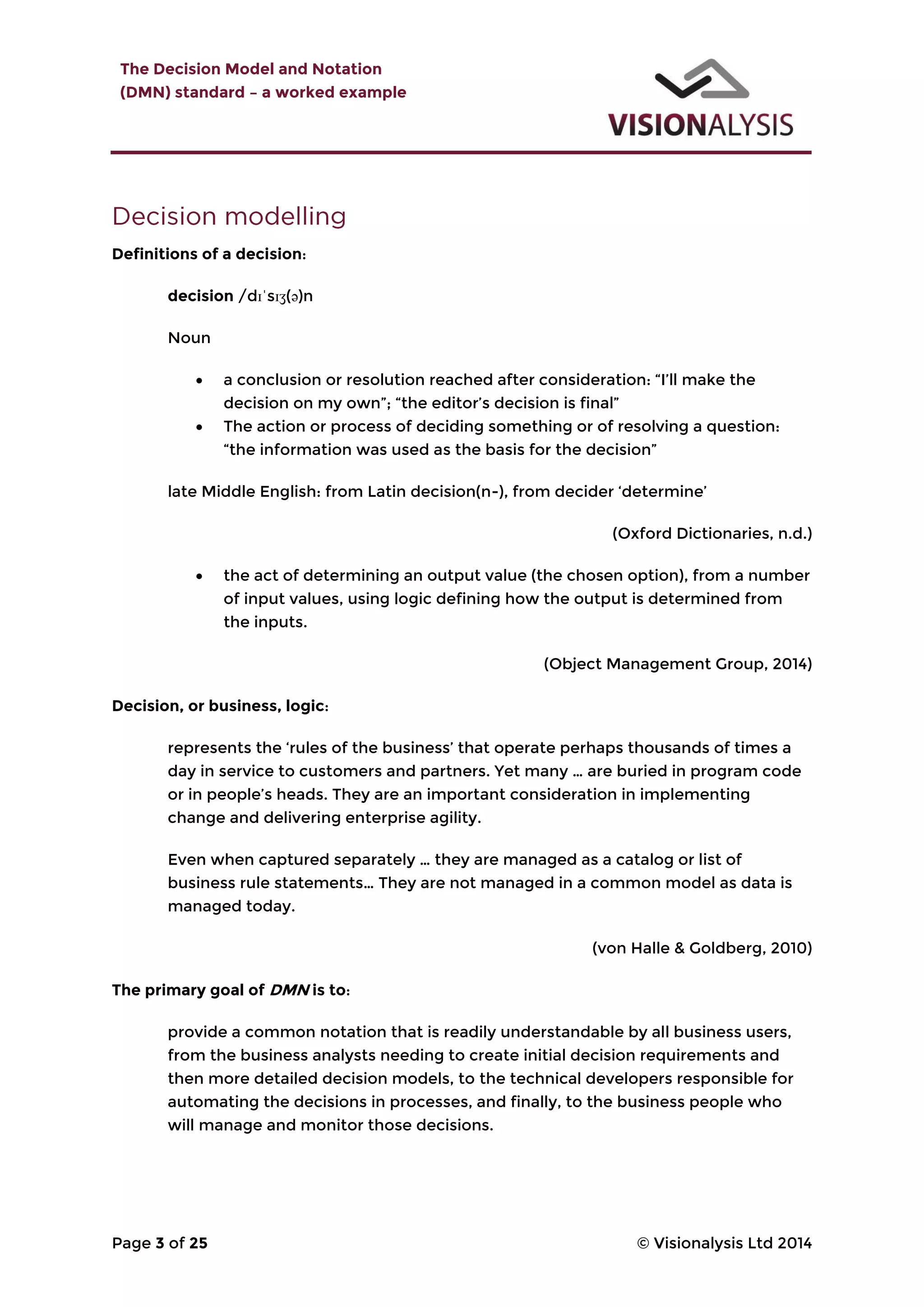 Decision Model And Notation Dmn Standard Explained A Worked Example