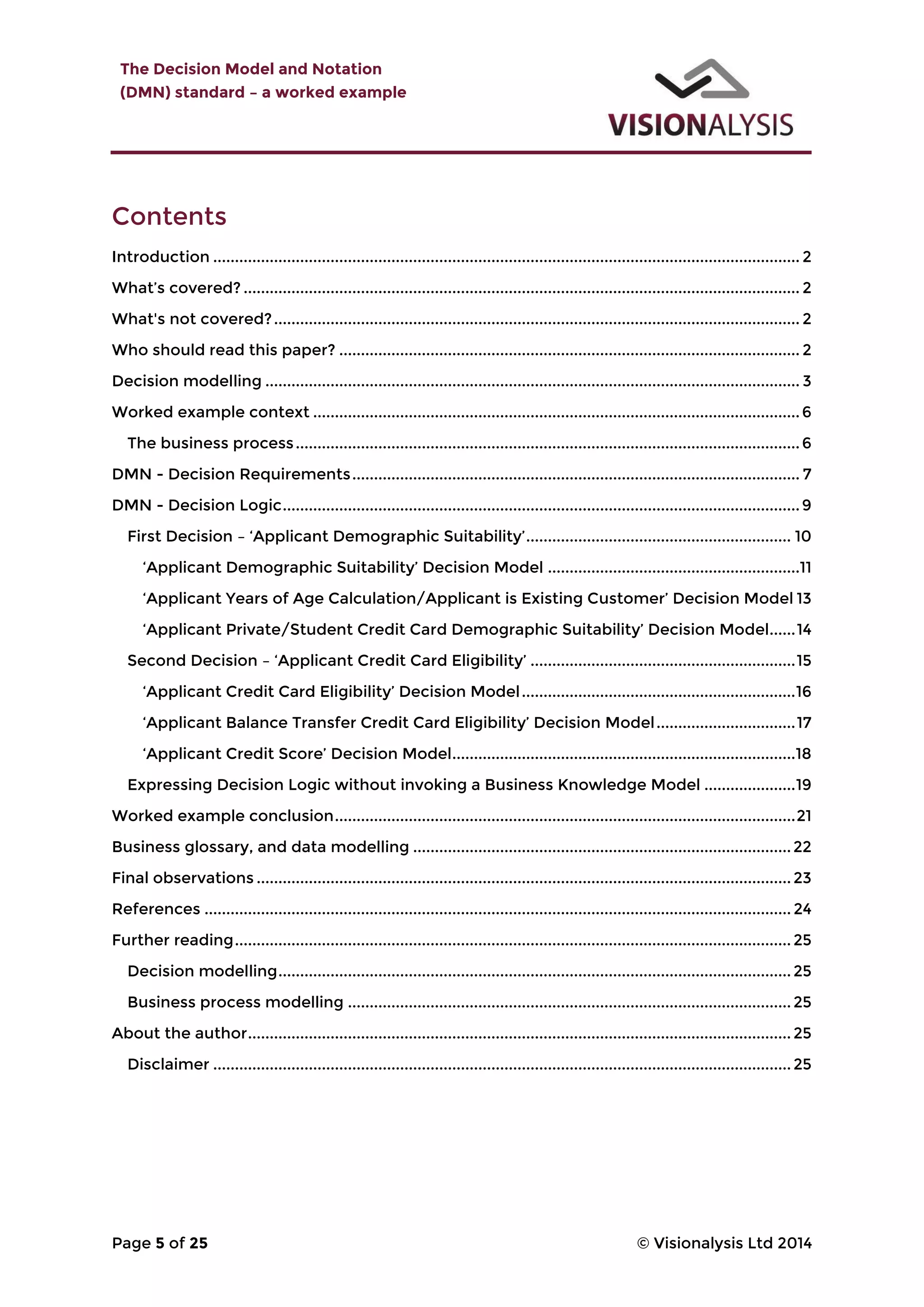 Decision model and notation (DMN standard explained. A worked example ...