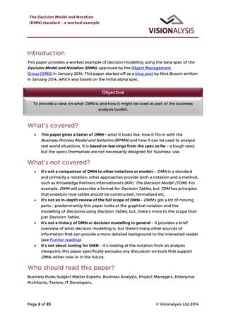 Decision model and notation (DMN standard explained. A worked example ...