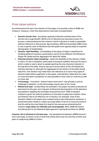 Decision model and notation (DMN standard explained. A worked example ...
