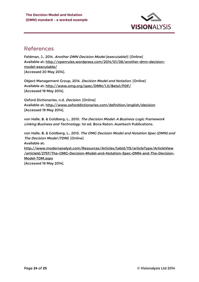 Decision model and notation (DMN standard explained. A worked example ...
