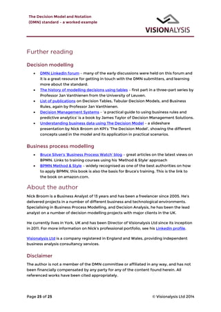 Decision model and notation (DMN standard explained. A worked example ...
