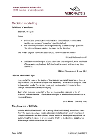Decision model and notation (DMN standard explained. A worked example ...