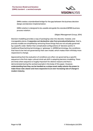 Decision model and notation (DMN standard explained. A worked example ...