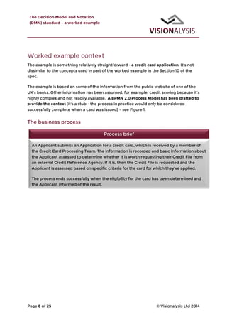 Decision model and notation (DMN standard explained. A worked example ...