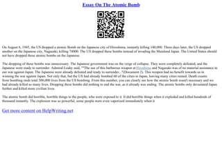 The Decision To Drop The Atomic Bomb Essay | PDF | Chemistry | Science