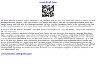 The Decision To Drop The Atomic Bomb Essay | PDF | Chemistry | Science