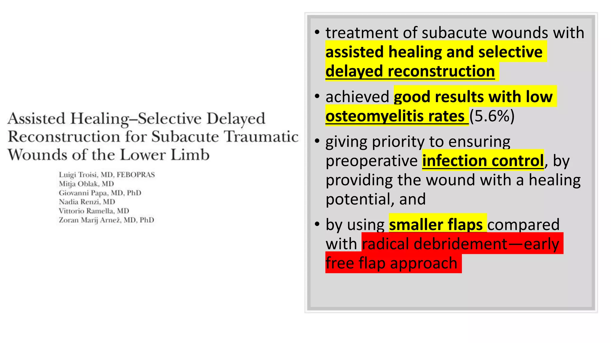 The decline of free flap surgery in lower limb reconstruction | PPTX