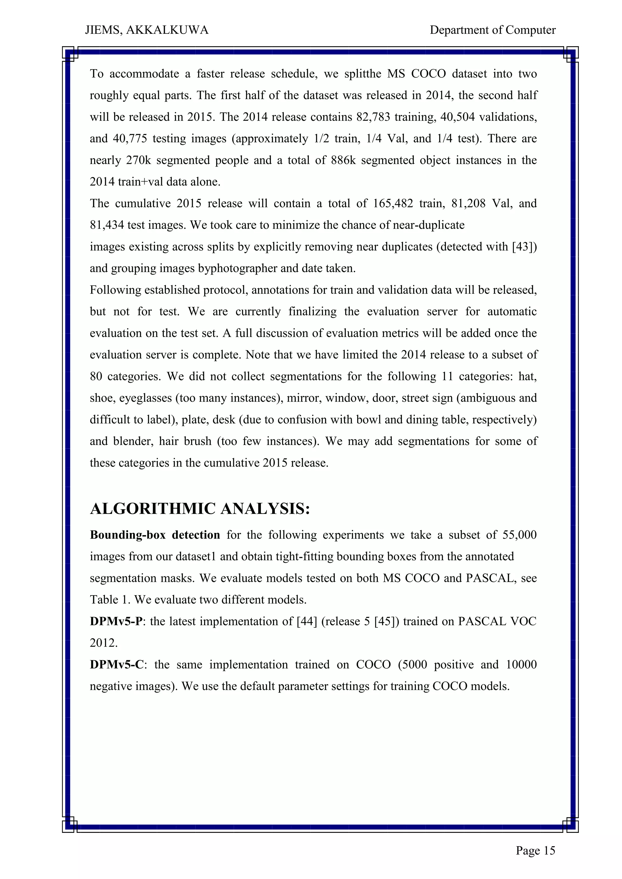 The deep learning technology on coco framework full report | PDF