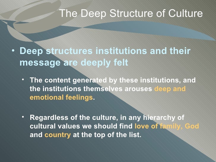 The Deep Structure Of Cultures