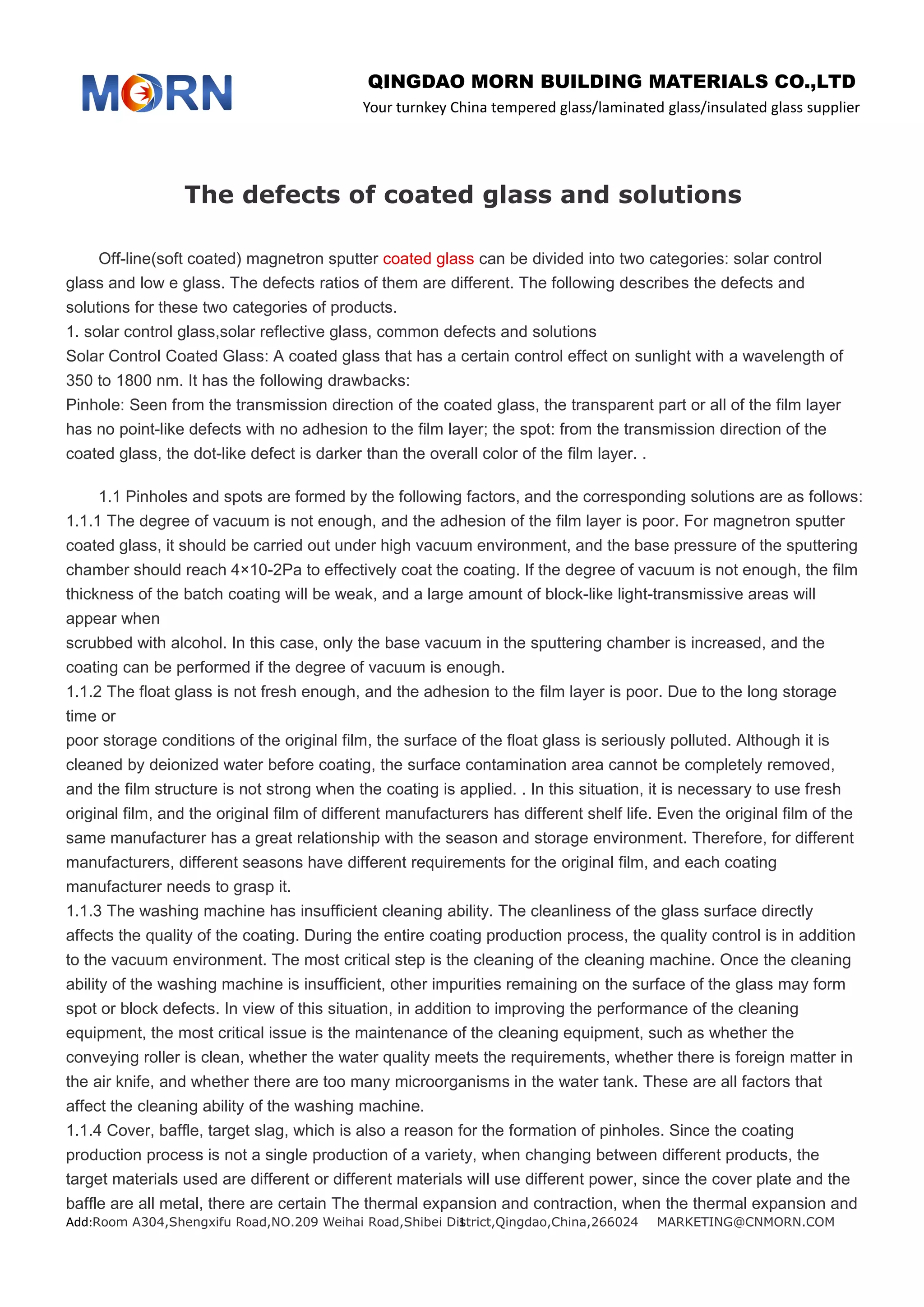 The defects of coated glass and solutions | PDF