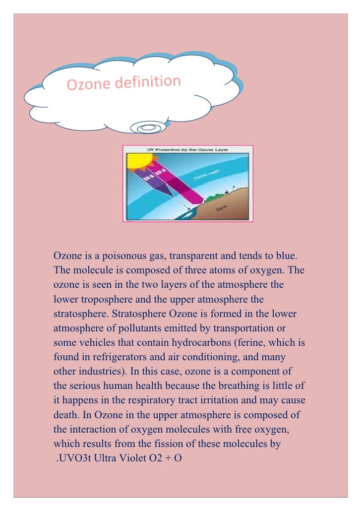 The definiition of ozone and its location