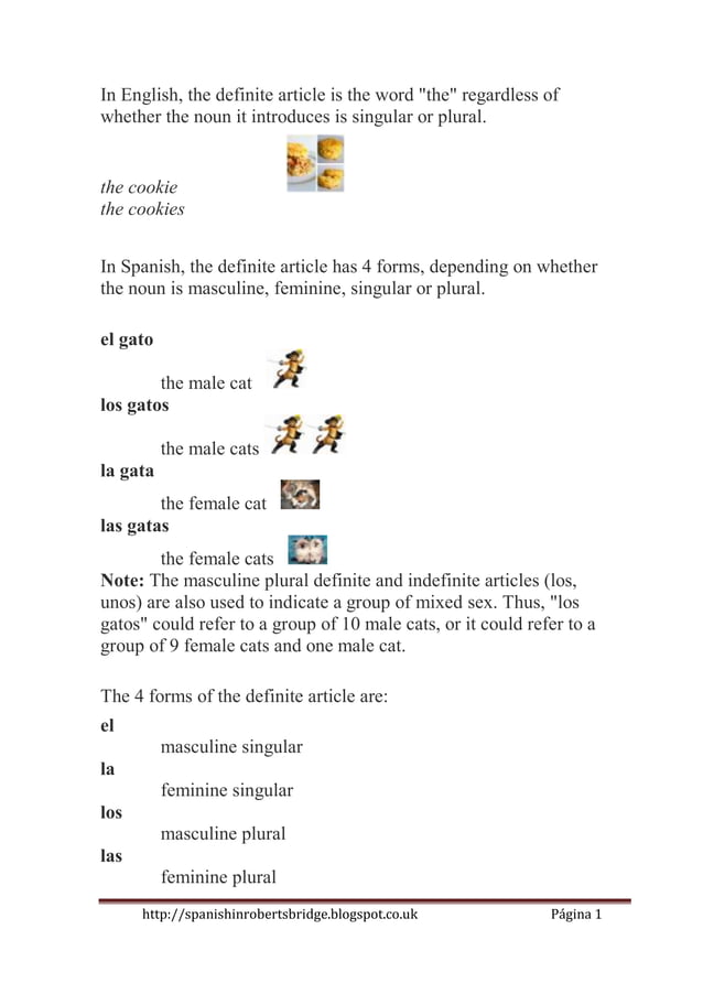 The definite article.el articulo definido. | PDF