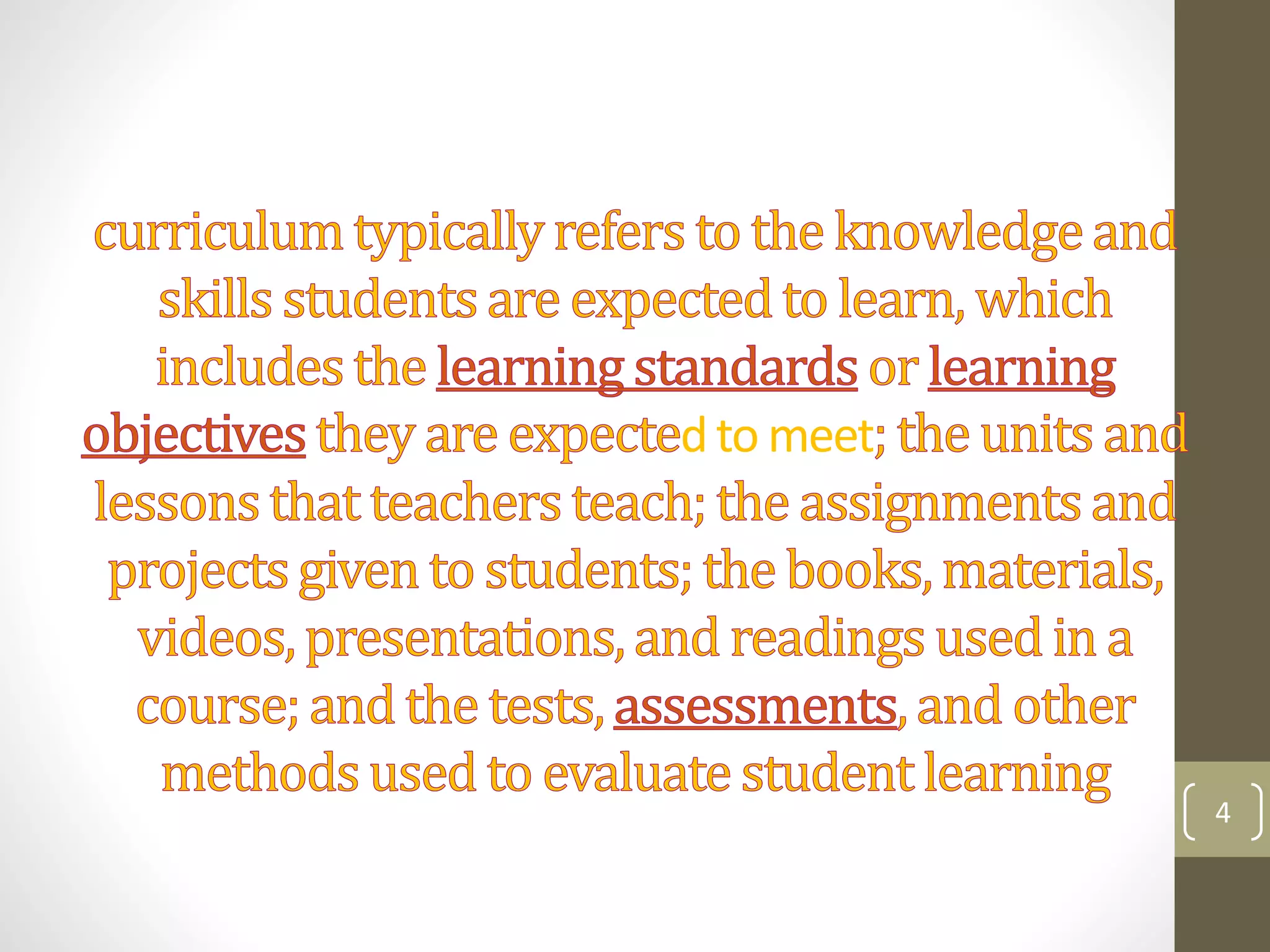 The definition of curriculum | PPTX