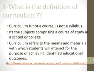 The definition of curriculum | PPTX