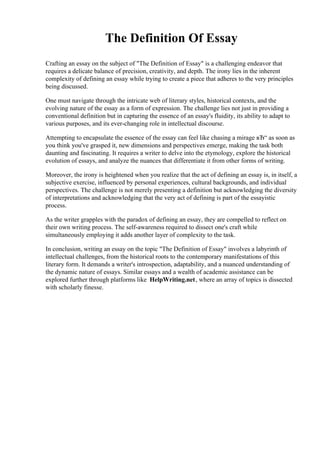 The Definition Of Essay | PDF