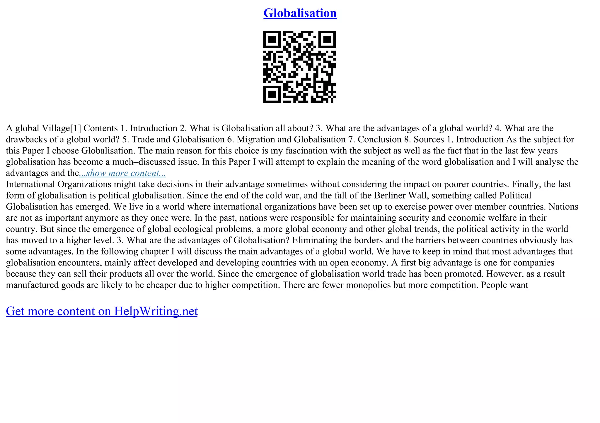 The Definition Of Globalization Essay | PDF