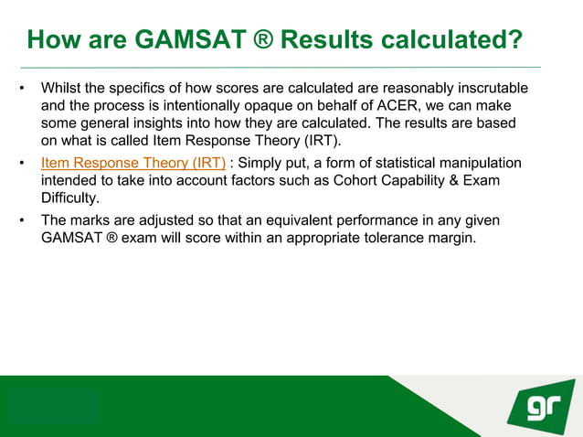 The Definitive Guide to GAMSAT ® Results 2020 | PPT
