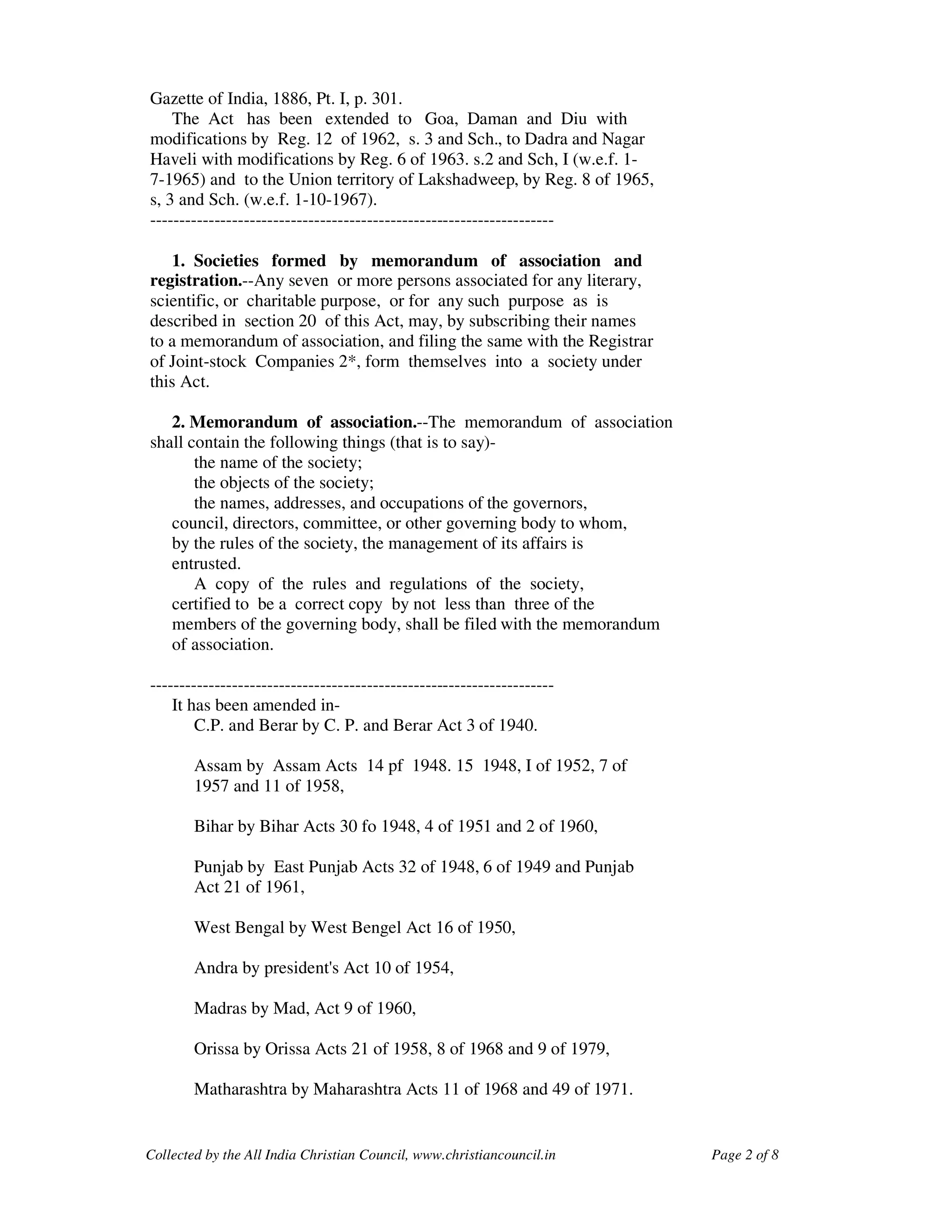 The Delhi Societies Registration Act, 1860 | PDF