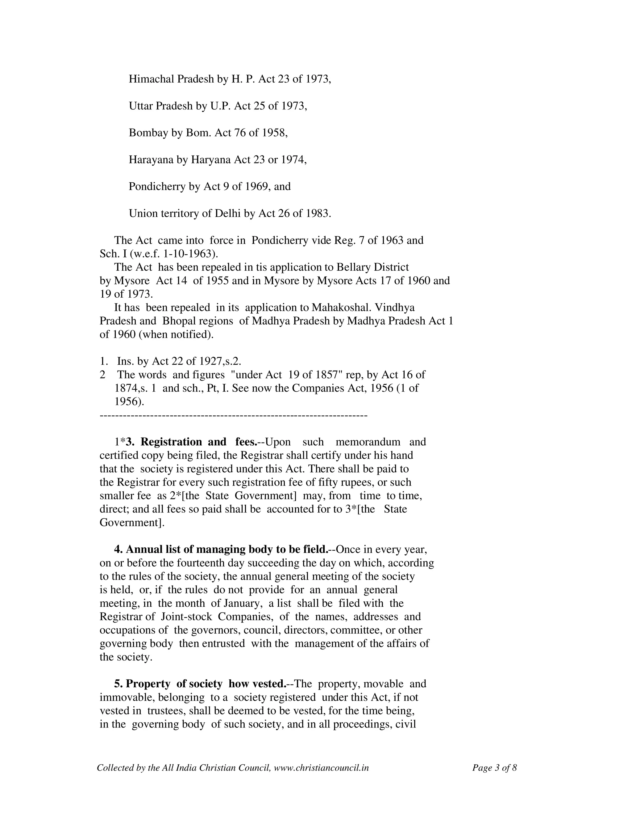 The Delhi Societies Registration Act, 1860 | PDF