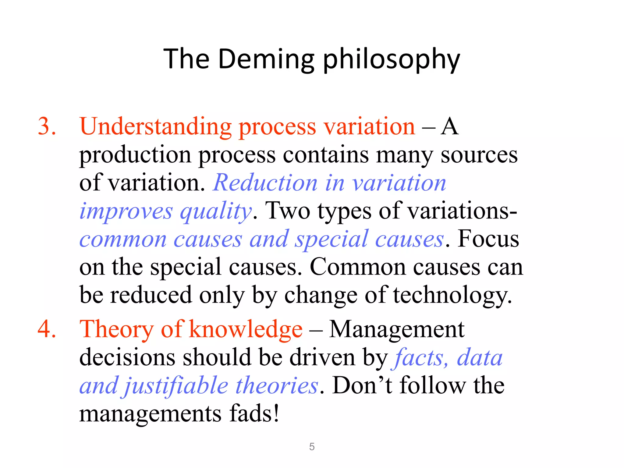 The deming philosophy | PPTX | Business | Business and Finance