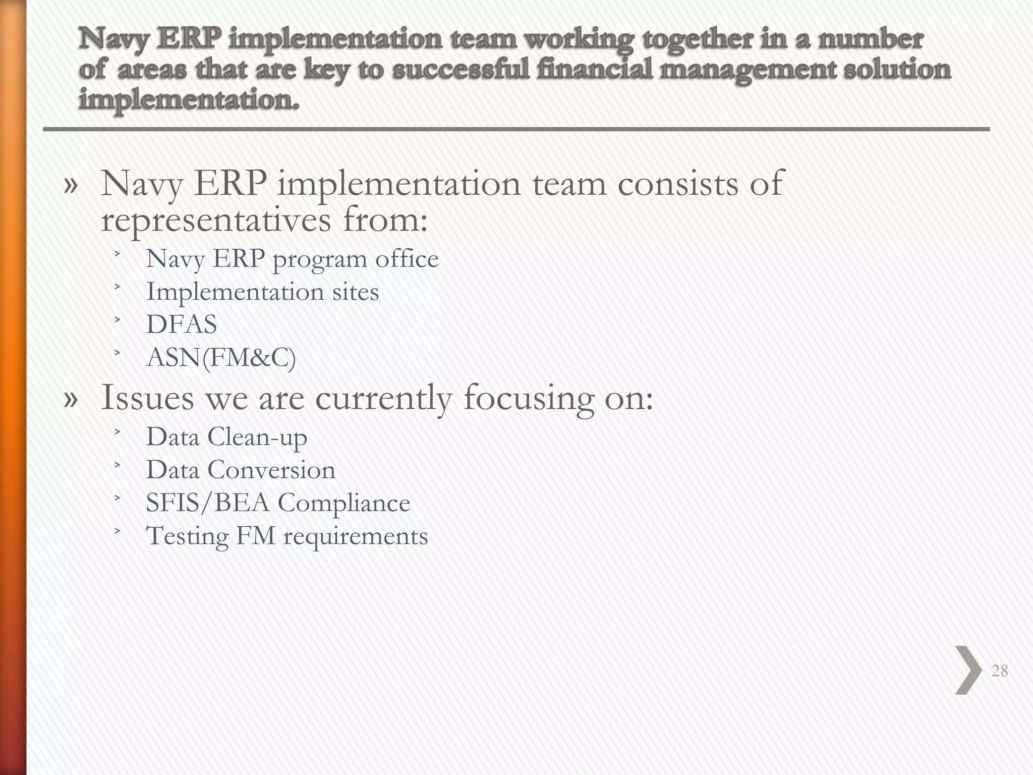 The Department of the Navy Financial management (ERP) | PPT