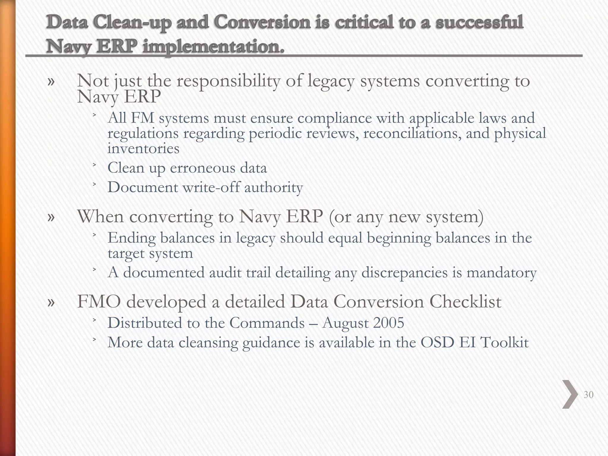 The Department of the Navy Financial management (ERP) | PPT