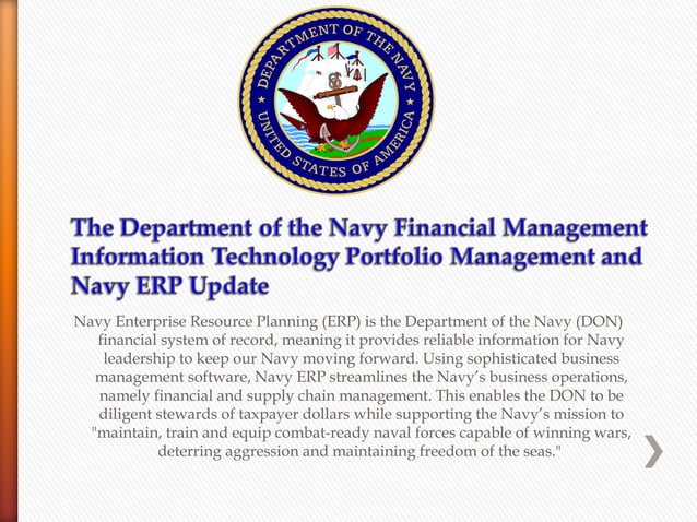 The Department of the Navy Financial management (ERP) | PPT | Operating ...
