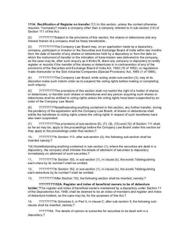 The Depositories Act 1996
