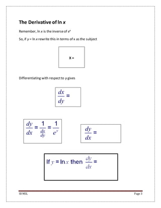 The Derivative of e^x and lnx | DOCX
