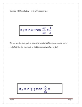 The Derivative of e^x and lnx | DOCX