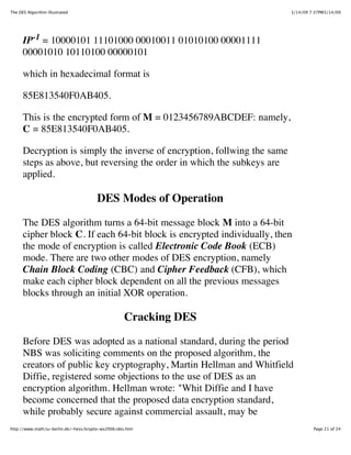 The des algorithm illustrated | PDF