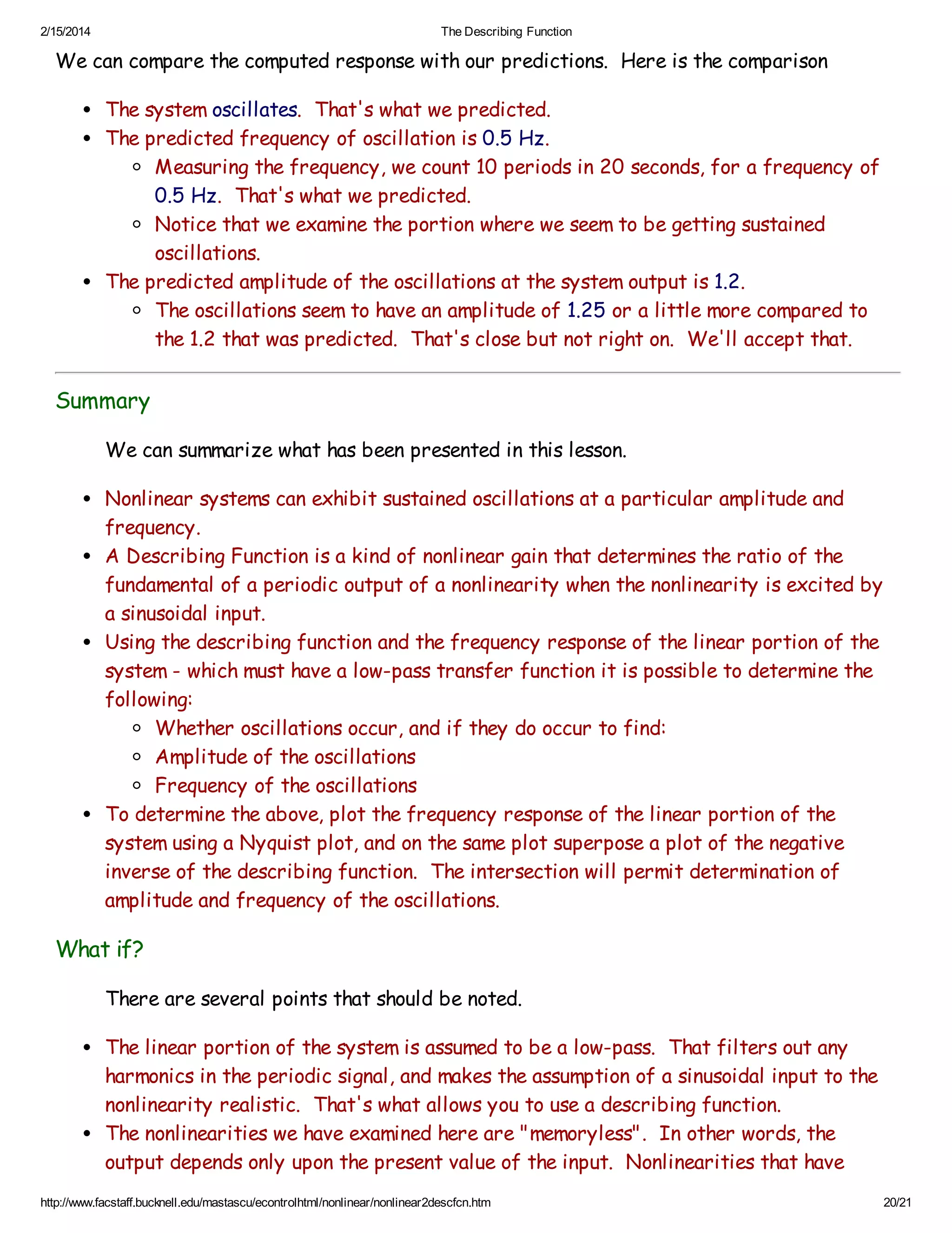 The describing function | PDF