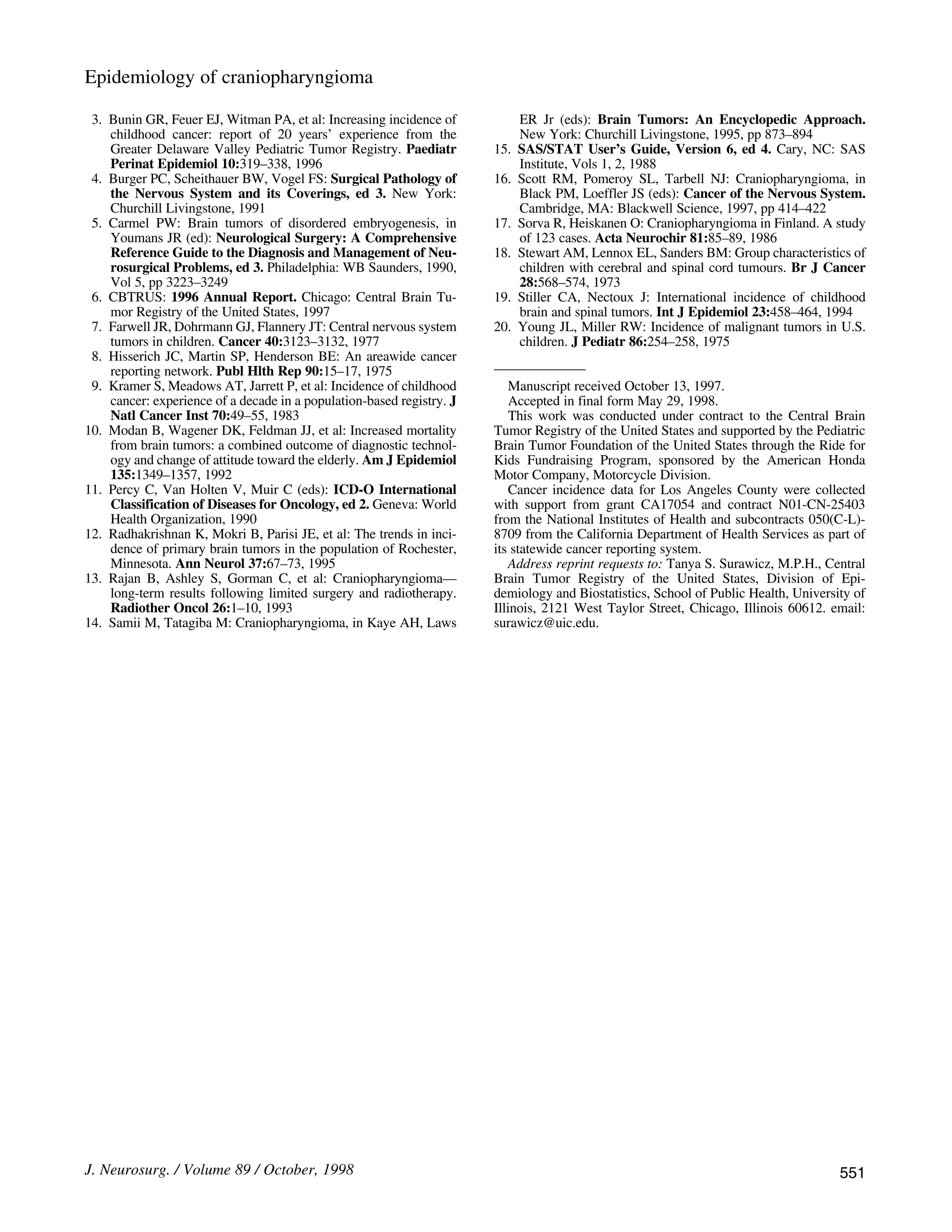 THE DESCRIPTIVE EPIDEMIOLOGY OF CRANIOPHARYNGIOMA 1998.pdf