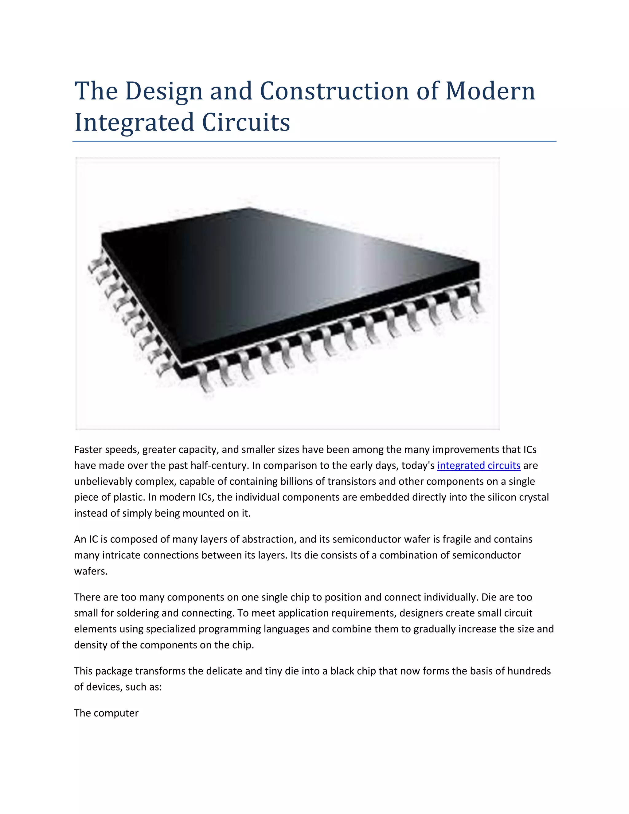 The Design and Construction of Modern Integrated Circuits | PDF