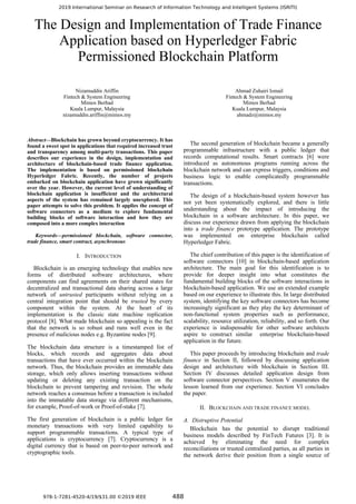 The design and implementation of trade finance application based on hyperledger fabric ...